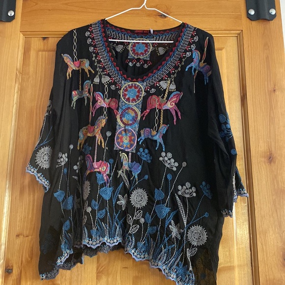 Johnny Was | Tops | Johnny Was Embroidered Black Blouse Xs | Poshmark